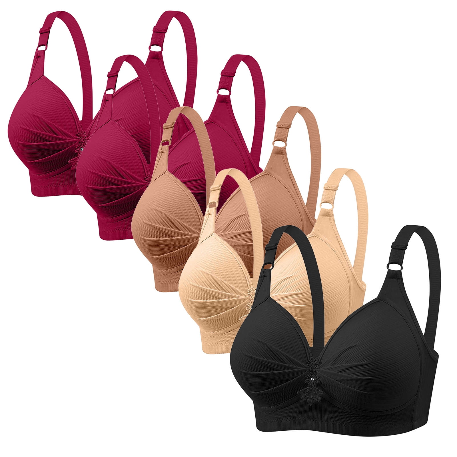 Diufon 5 Pack Seamless Comfortable Bra for Women Everyday Wireless V ...