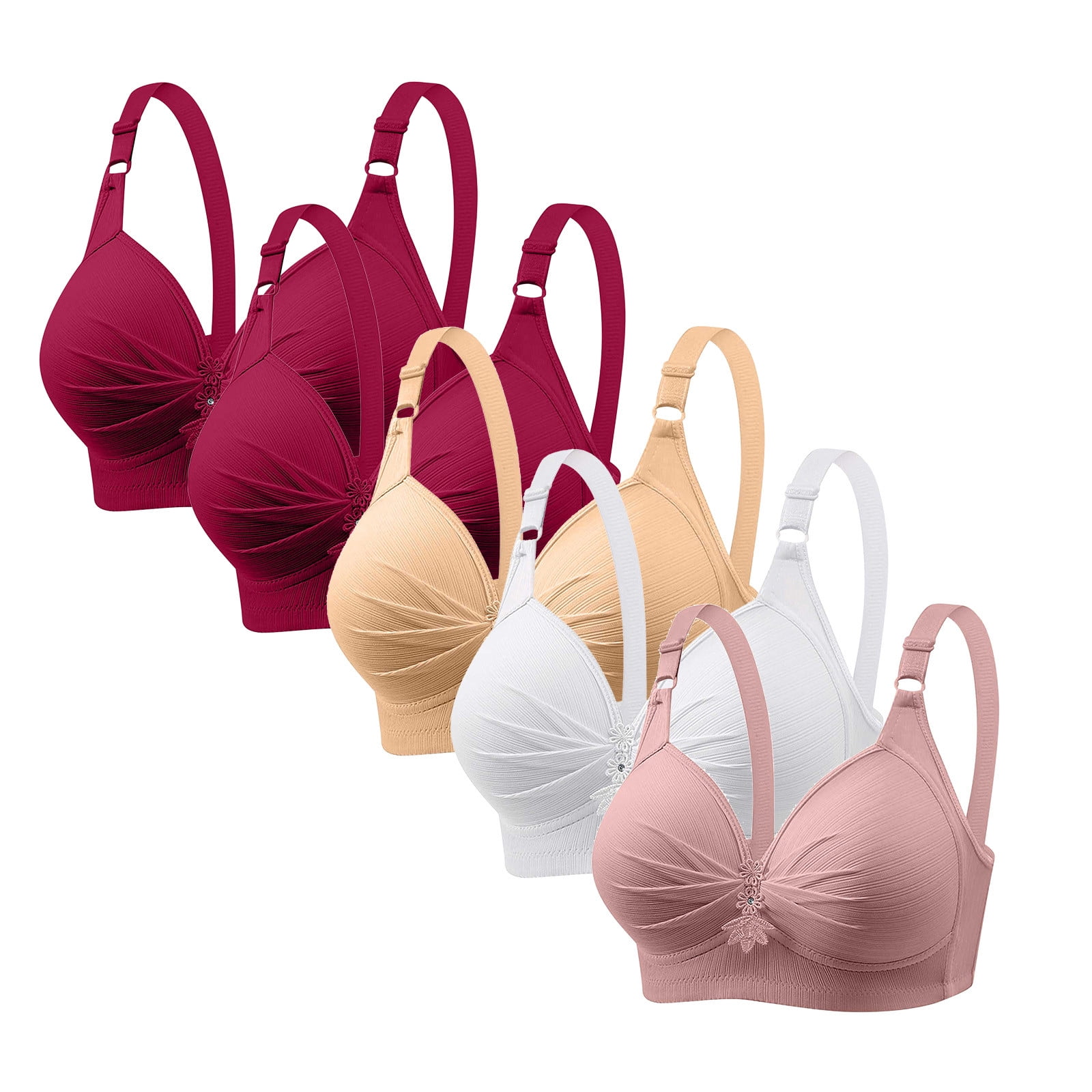 Diufon 5 Pack Seamless Comfortable Bra for Women Everyday Wireless V ...