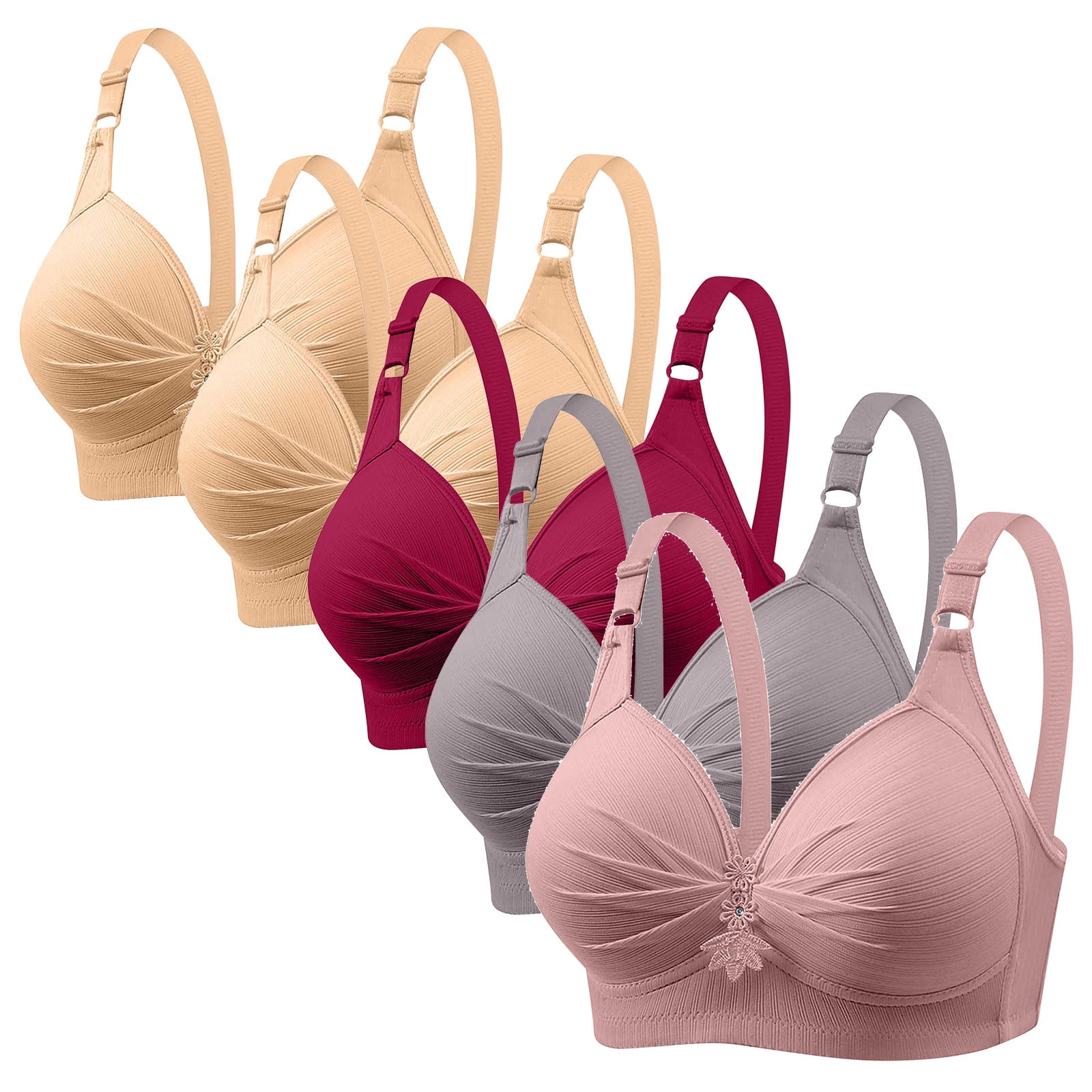 Diufon 5 Pack Seamless Comfortable Bra for Women Everyday Wireless V ...