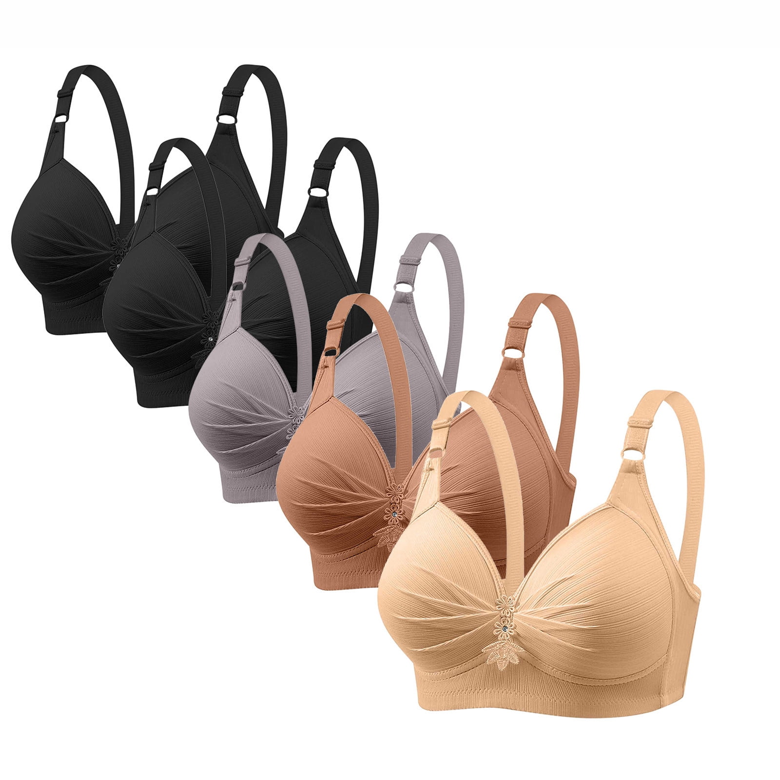 Diufon 5 Pack Seamless Comfortable Bra for Women Everyday Wireless V ...