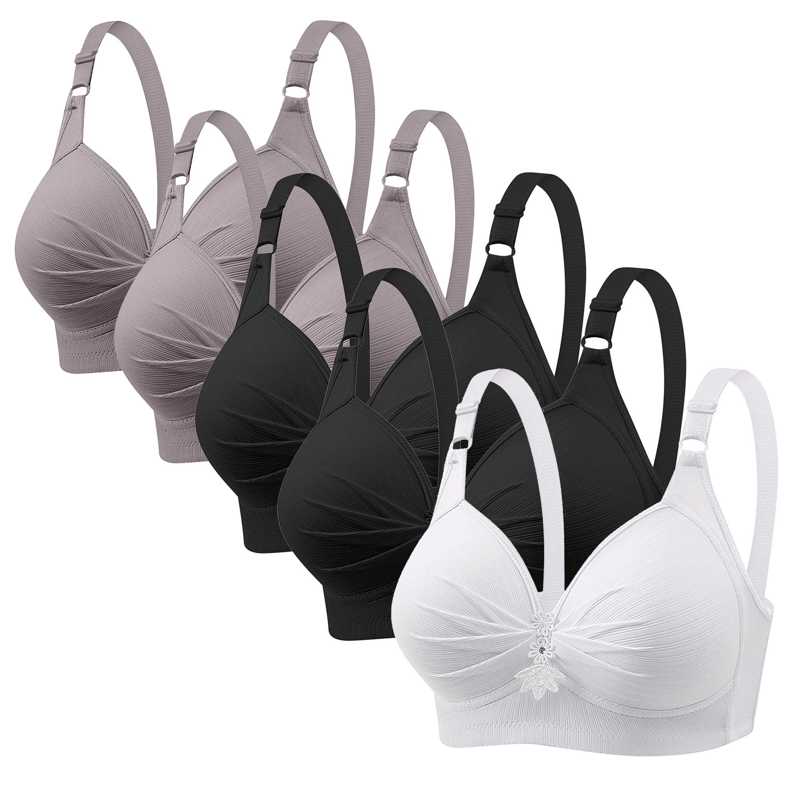 Diufon 5 Pack Seamless Comfortable Bra for Women Everyday Wireless V ...