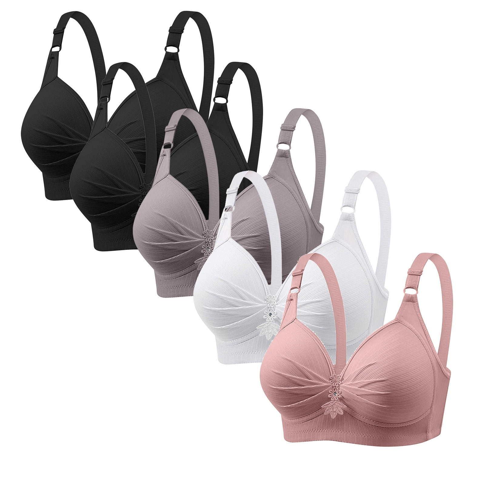 Diufon 5 Pack Seamless Comfortable Bra for Women Everyday Wireless V ...