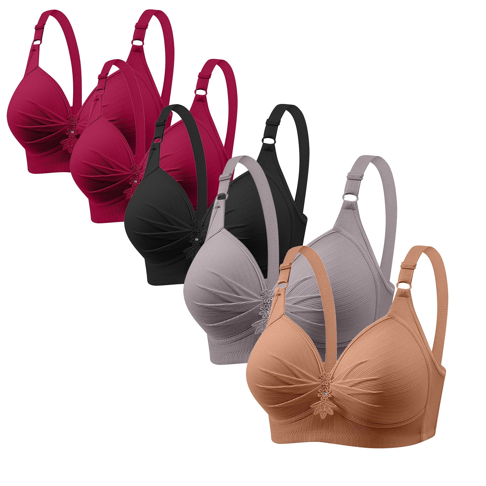 Diufon 5 Pack Seamless Comfortable Bra for Women Everyday Wireless V ...