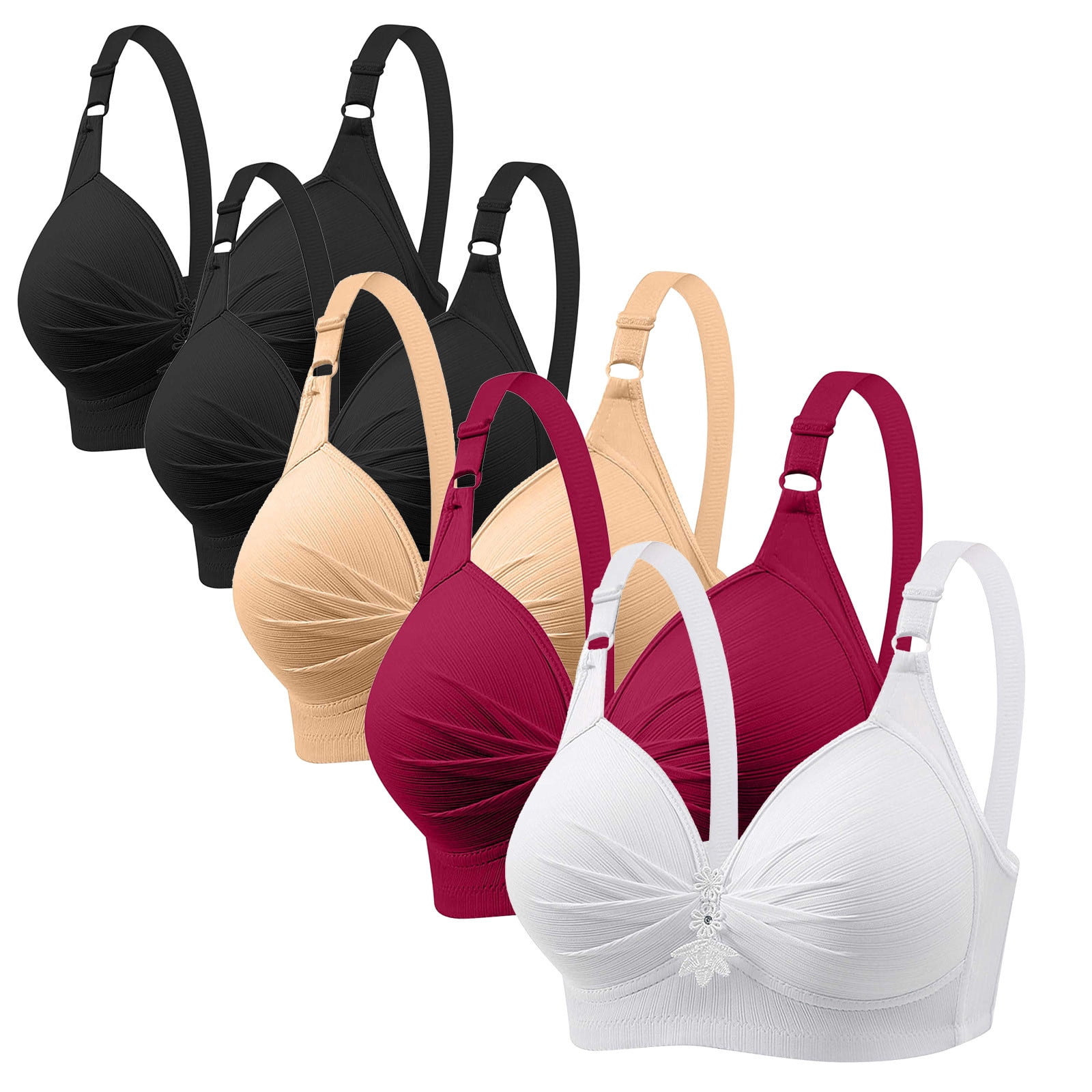 Diufon 5 Pack Seamless Comfortable Bra for Women Everyday Wireless V ...