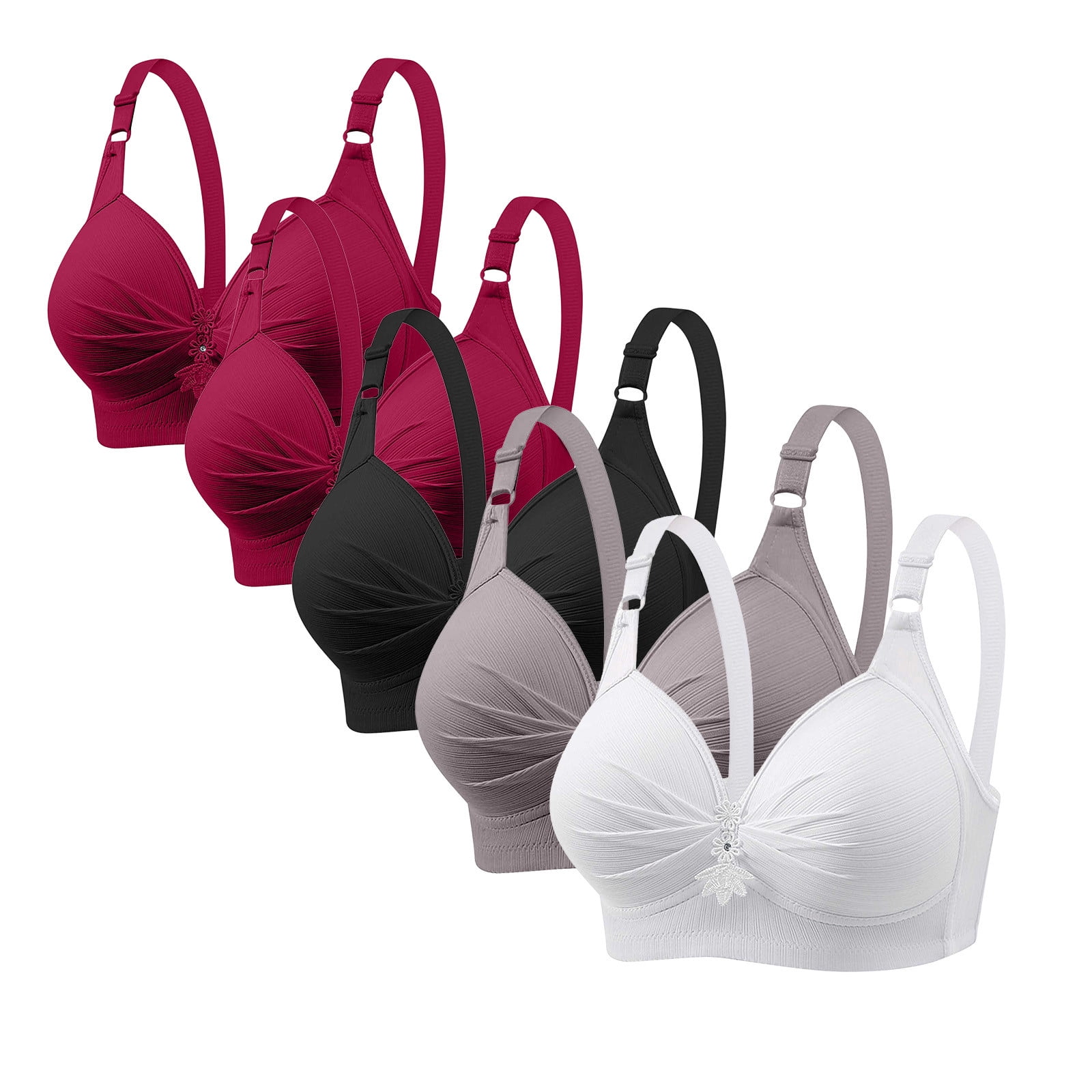 Diufon 5 Pack Seamless Comfortable Bra for Women Everyday Wireless V ...