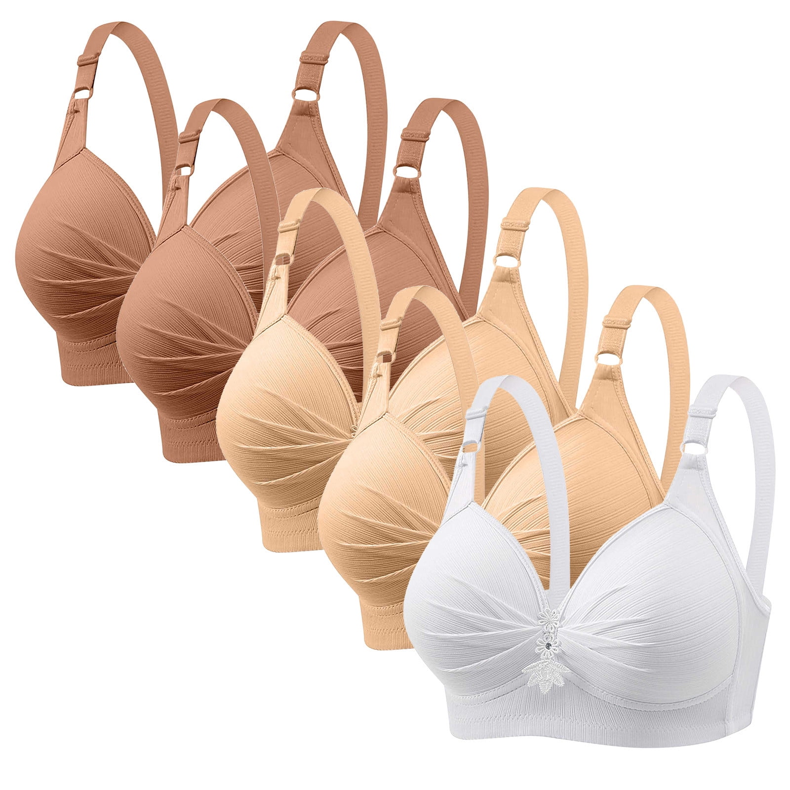Diufon 5 Pack Wireless Comfortable Bra for Women Everyday Adjustable ...