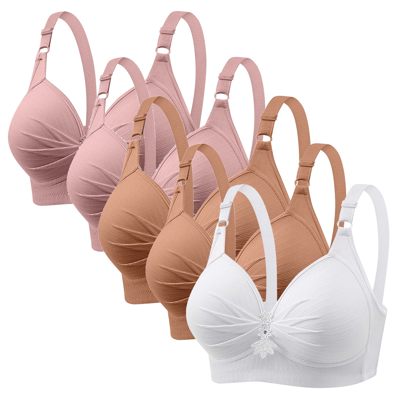 Diufon 5 Pack Wireless Comfortable Bra for Women Everyday Adjustable ...