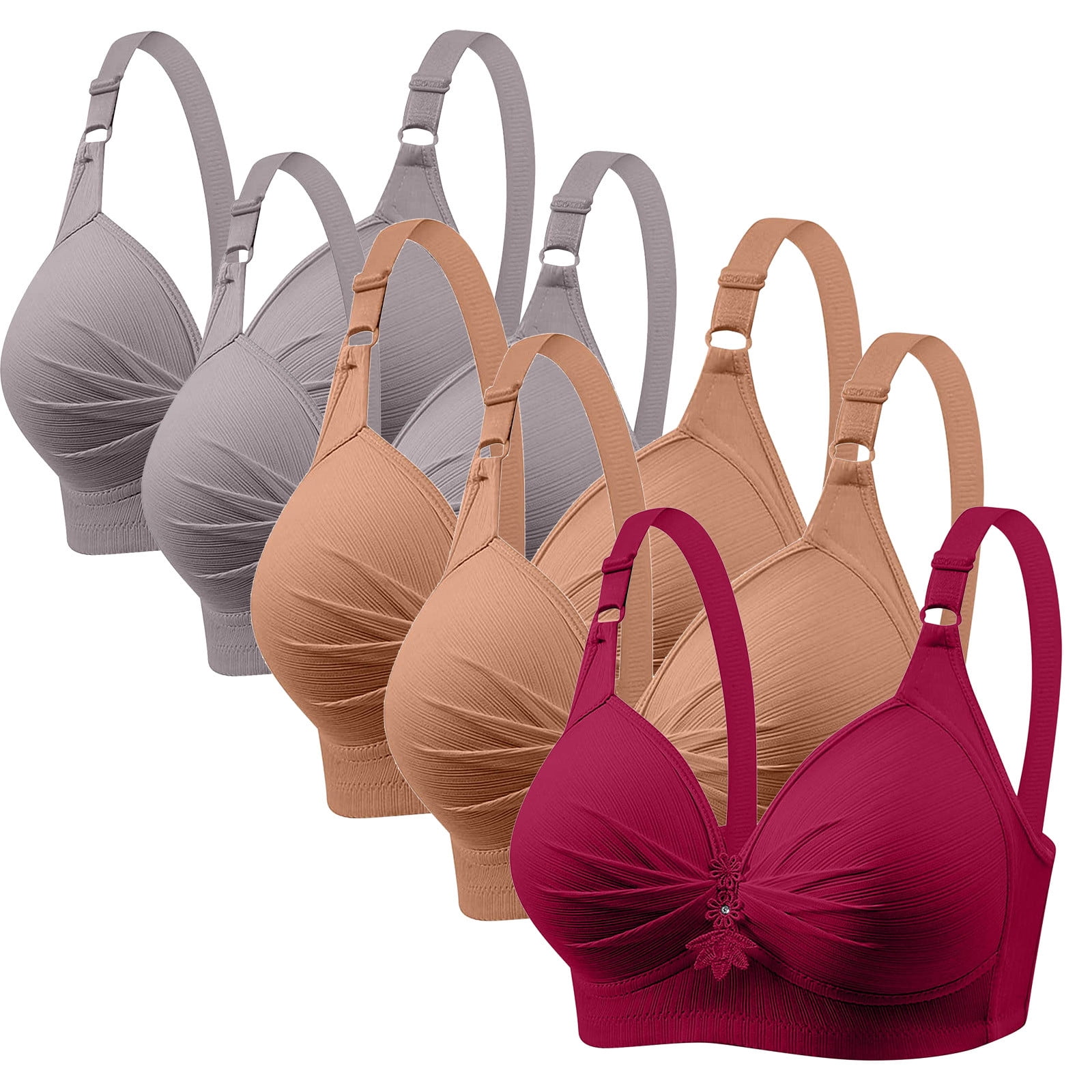 Diufon 5 Pack Wireless Comfortable Bra for Women Everyday Adjustable ...