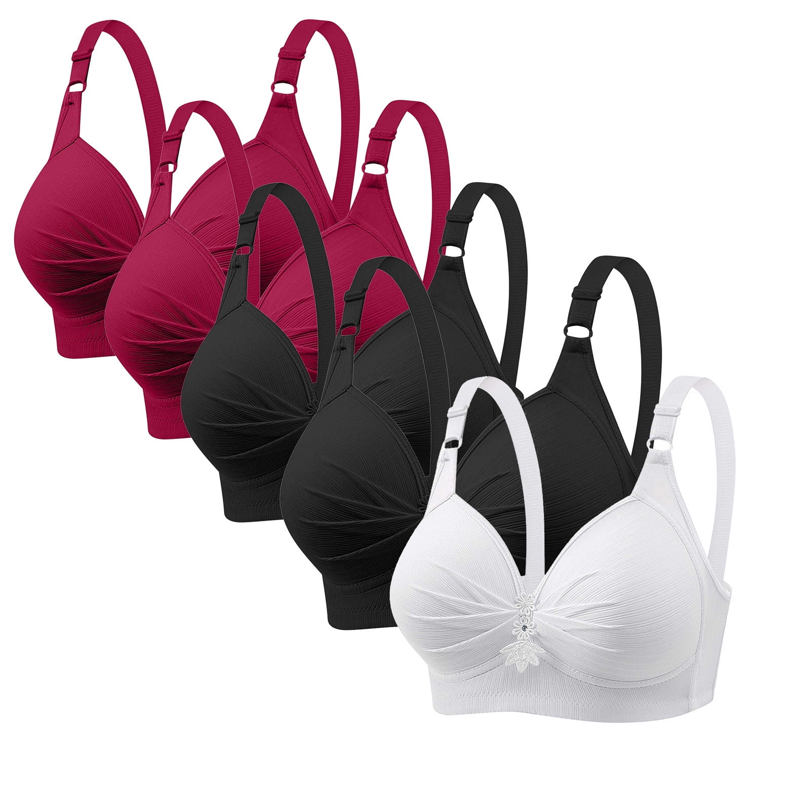 Diufon 5 Pack Wireless Comfortable Bra for Women Everyday Adjustable ...