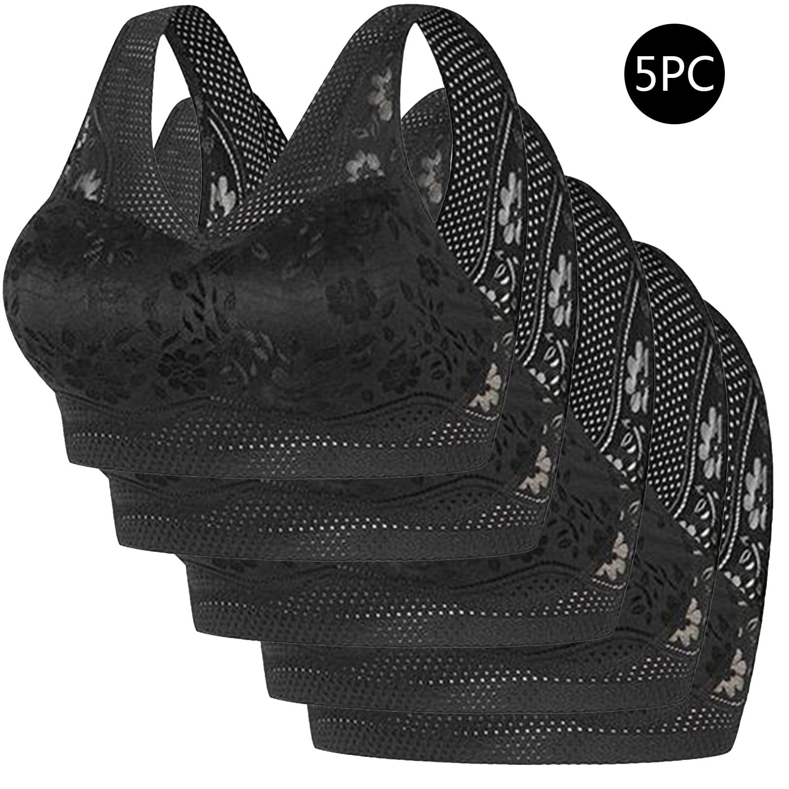 Diufon 5 Pack Women's Wireless Comfortable Bras Wireless Soft ...