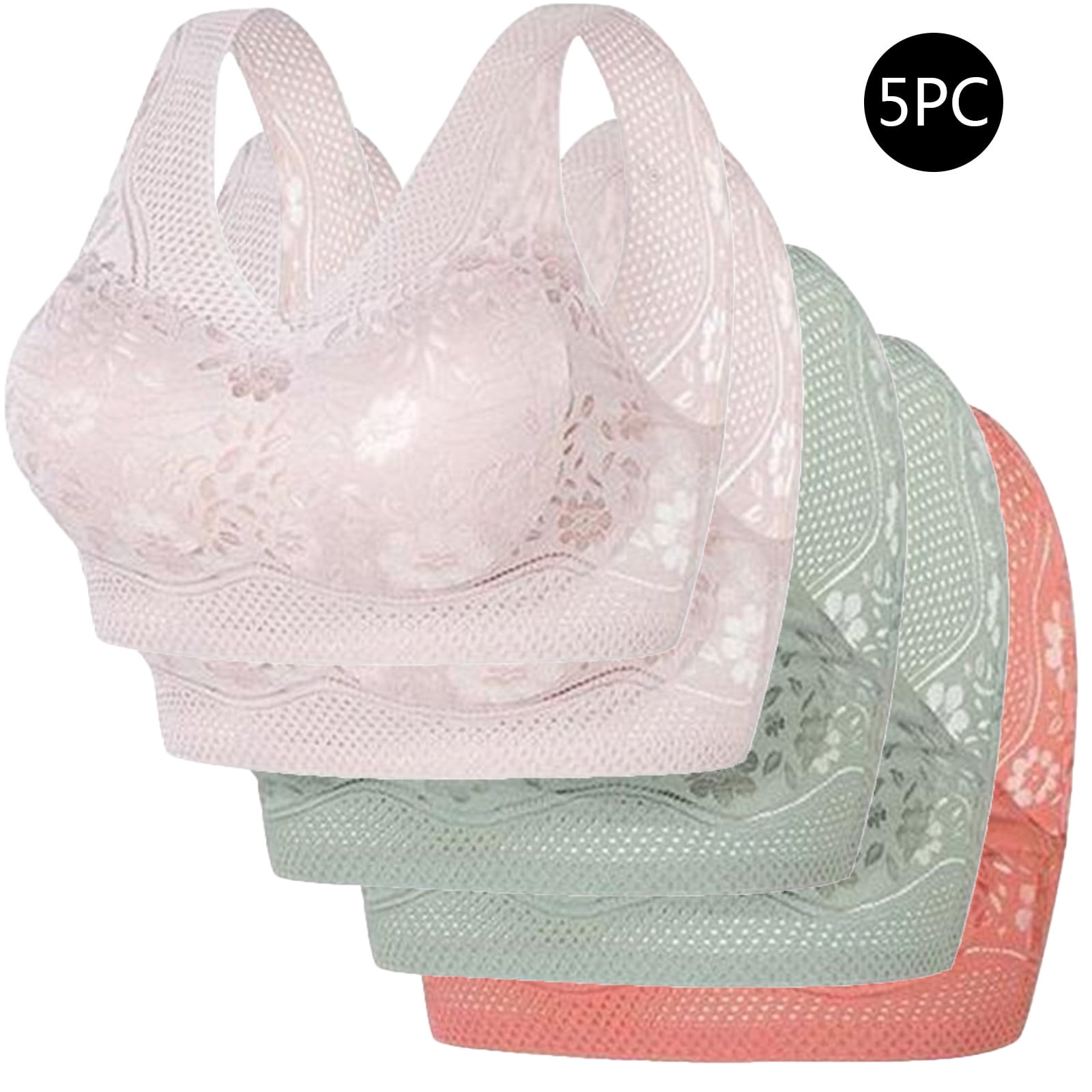 Diufon 5 Pack Women's Wireless Comfortable Bras Wireless Soft ...