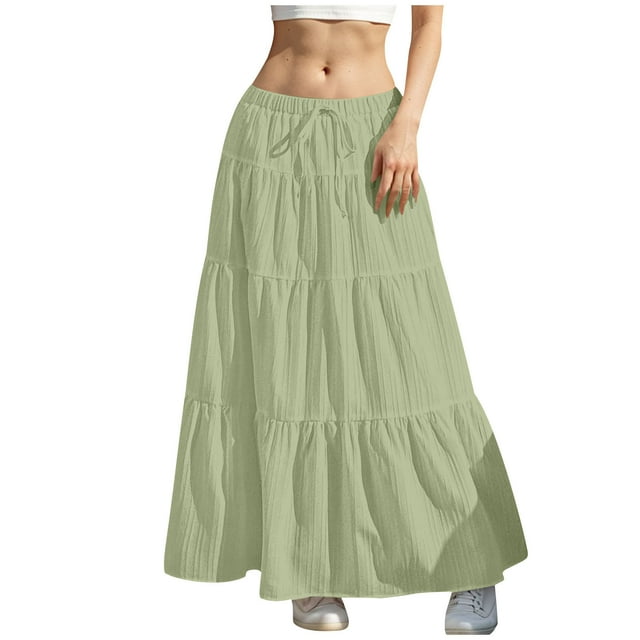 Diufon Boho Skirts for Women 2025 Summer Tiered A-Line Maxi Skirt ...