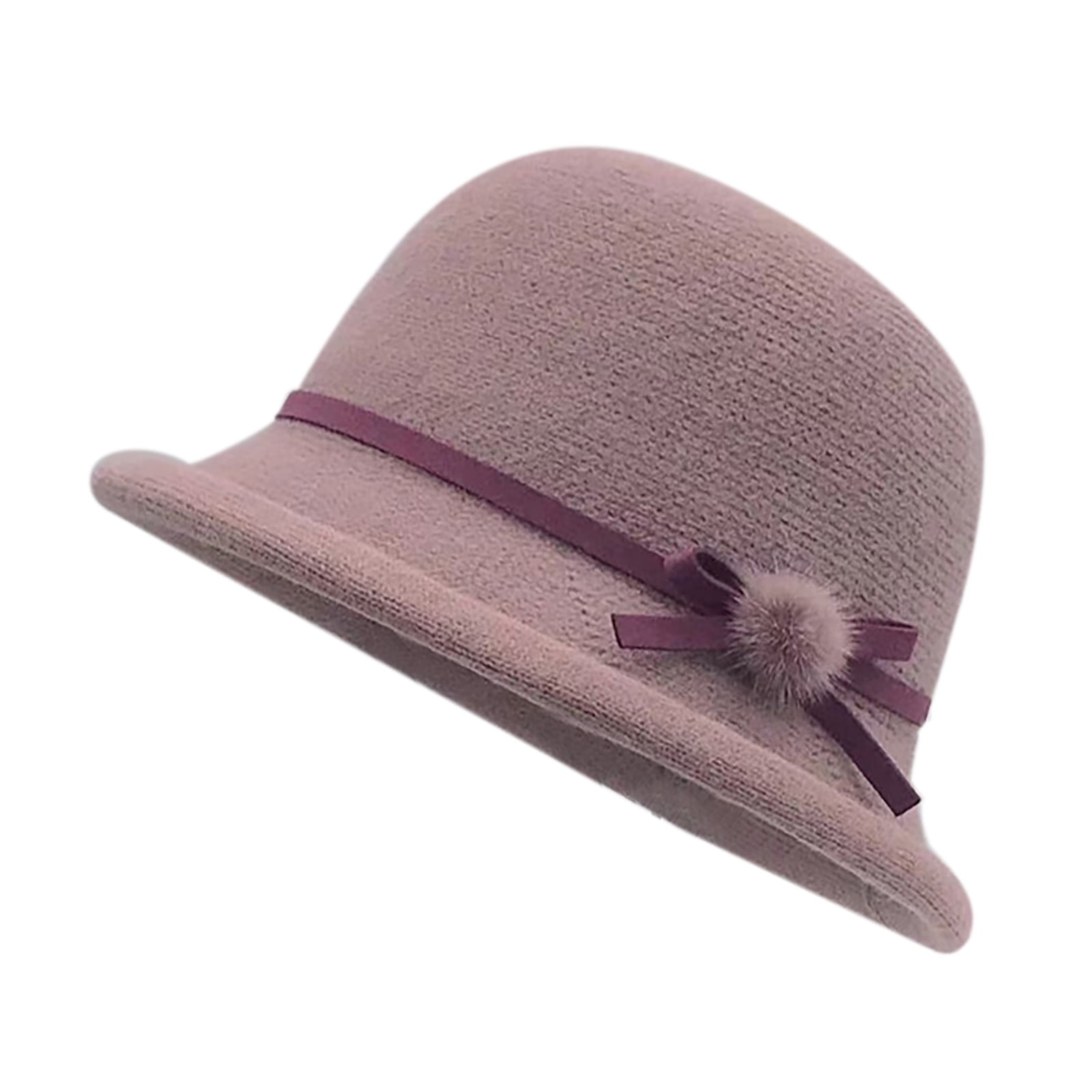 Diufon Bucket Hats for Women Ladies Elegant Vintage Rolled Brim Fleece ...