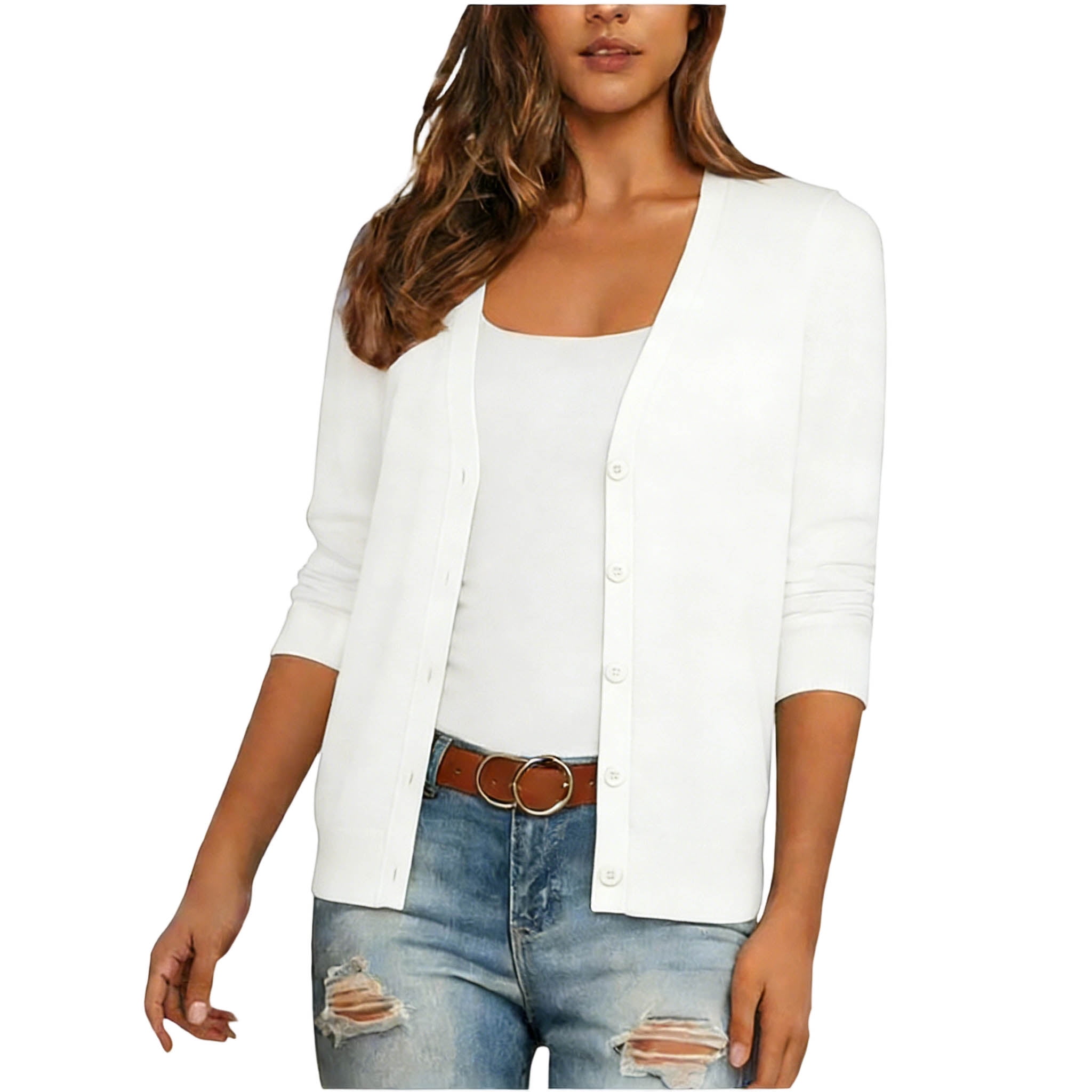 Diufon Fall Thin Cardigan for Women Solid Color Lightweight Long Sleeve ...