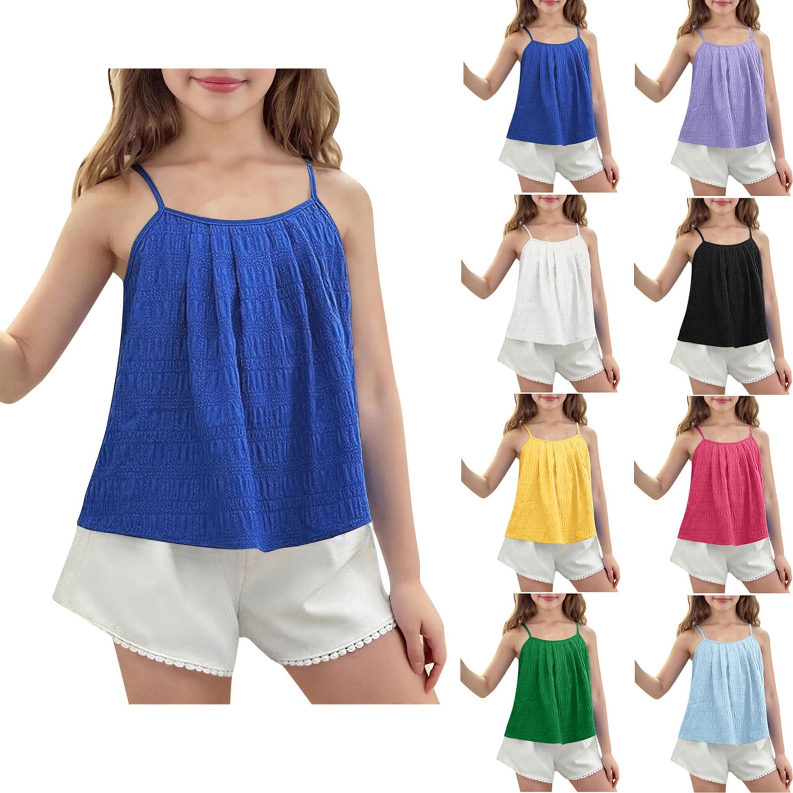 Diufon Girls Tank Tops Kids Summer Crewneck Sleeveless Shirts Casual ...