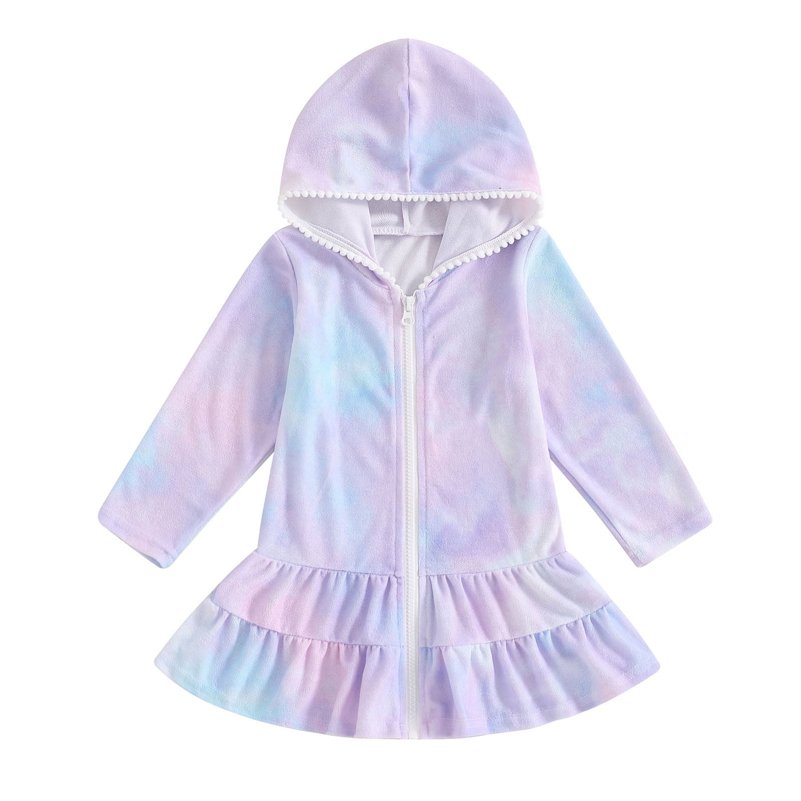 Diufon Girls Long Sleeve Swimsuit Summer Beach Hooded Zipper Swimwear ...
