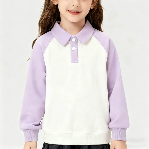 Diufon Girls School Uniform Shirts Kids Long Sleeve Button Lapel Top ...