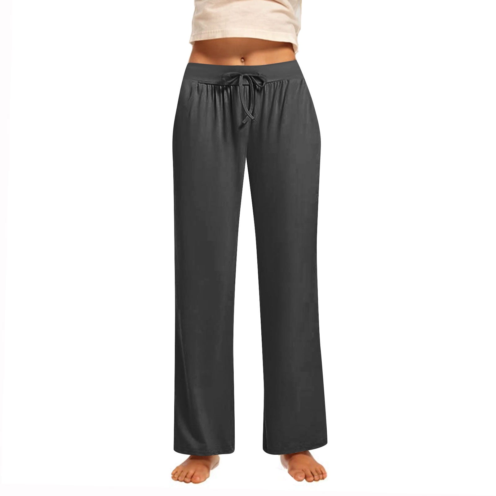 Diufon Girls Wide Leg Pants Casual High Waist Drawstring Athletic Pants ...