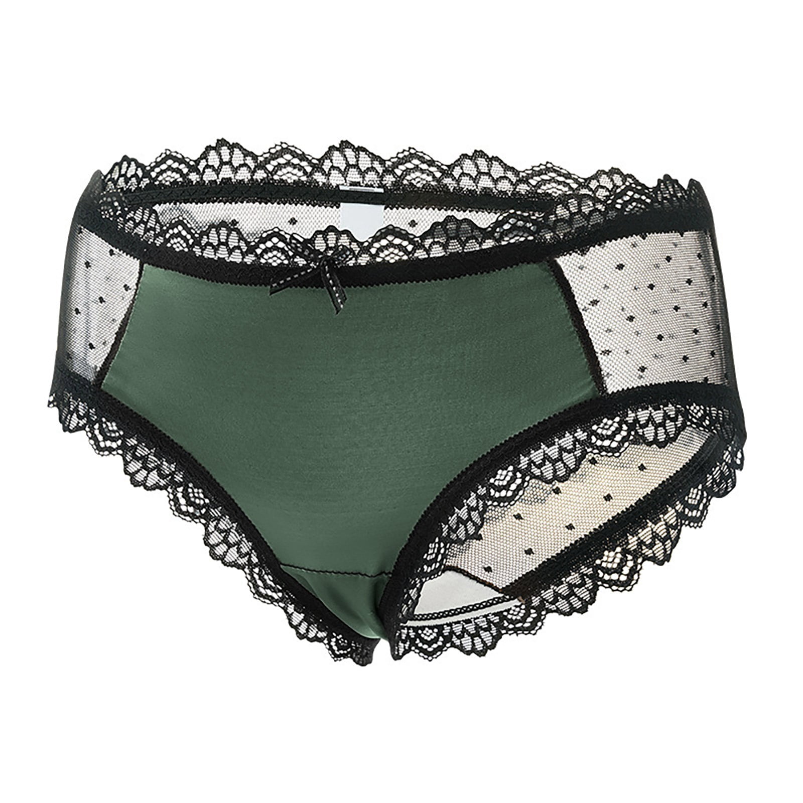 Diufon Lace Briefs for Women Satin Patchwork Panties See-Through Solid ...
