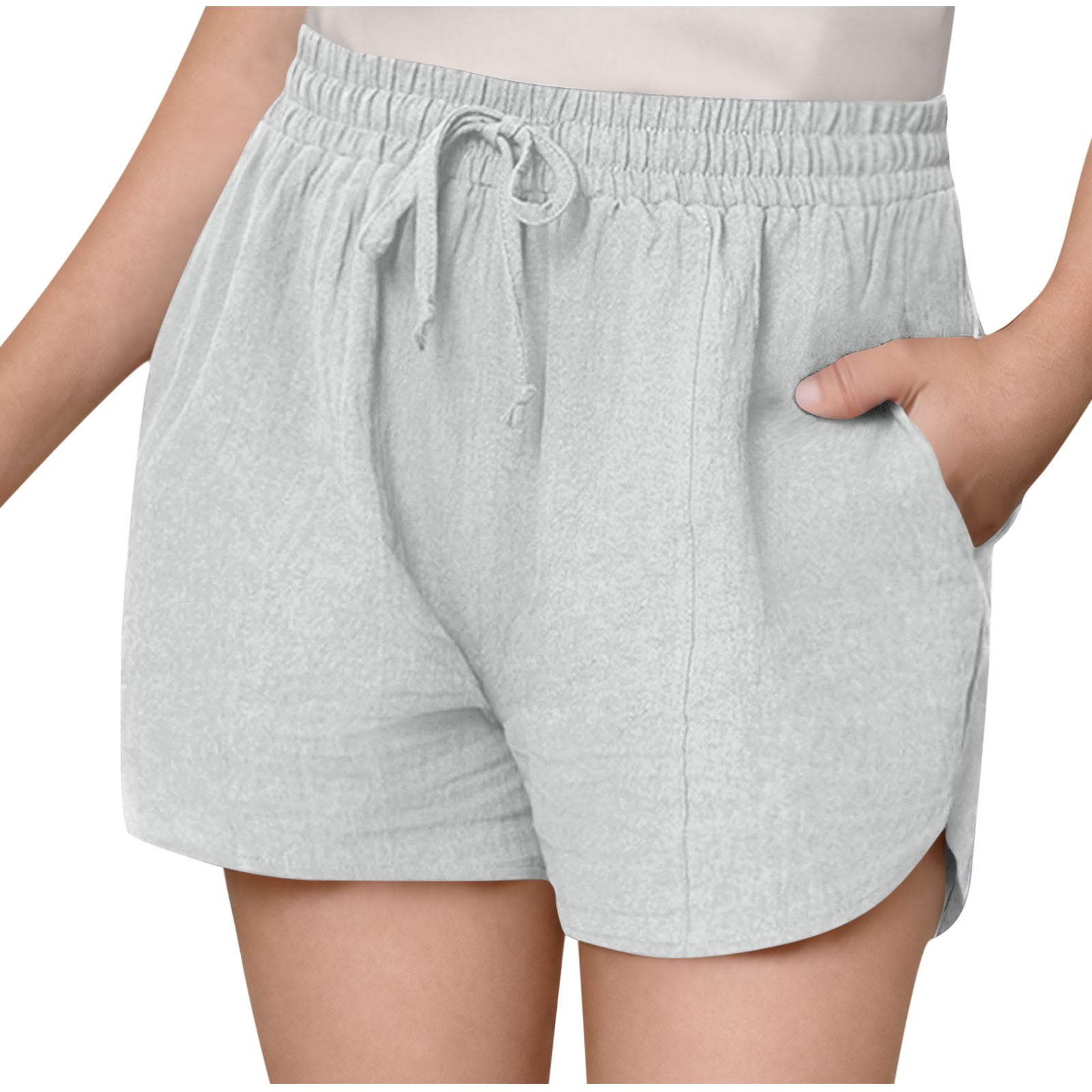 Diufon Linen Shorts for Girls Summer Casual Loose Elastic Waisted ...