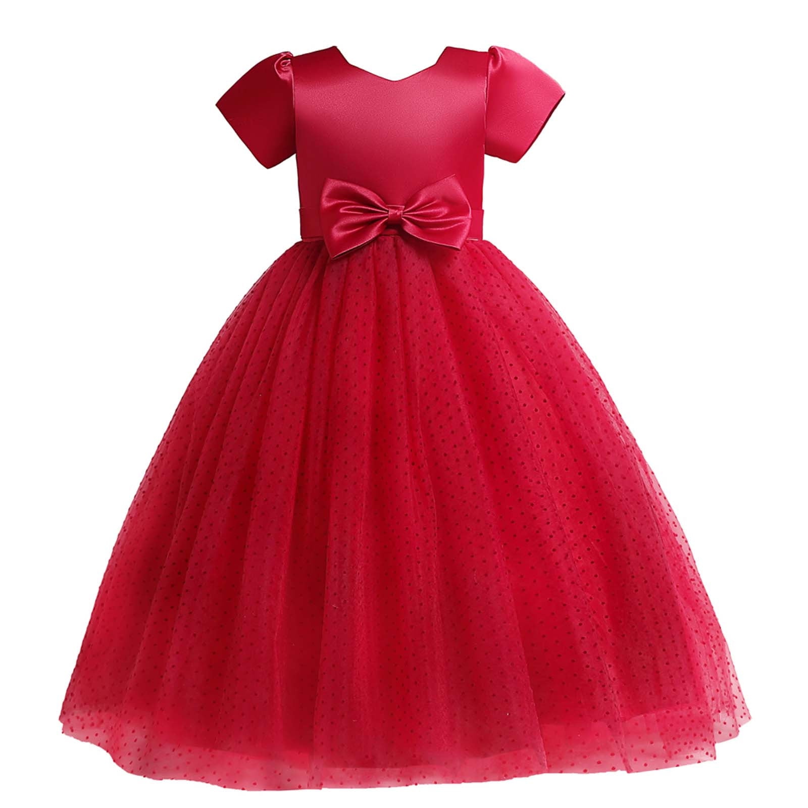 Diufon Little Girls Princess Dress Elegant Short Sleeve Lace Mesh ...
