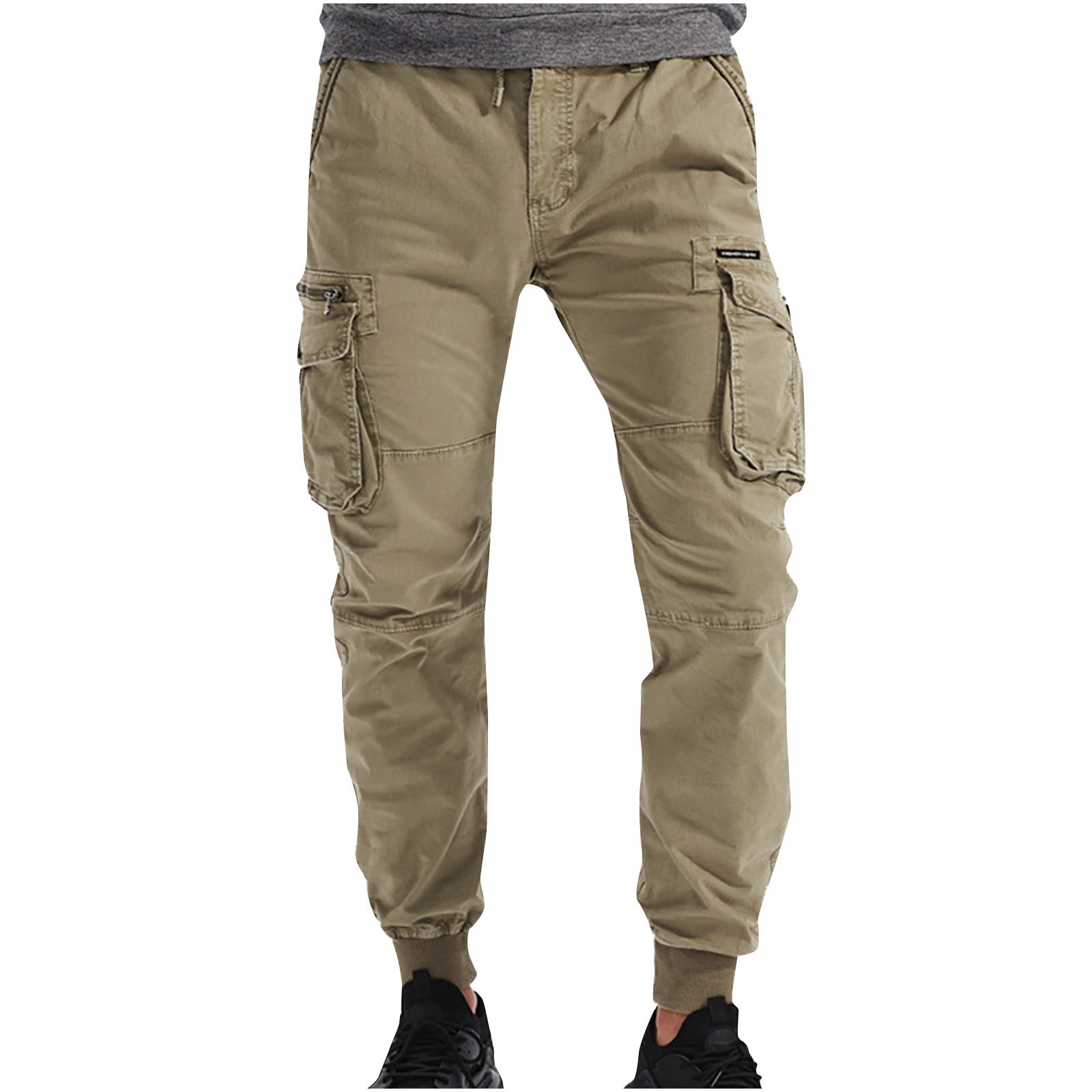 Diufon Outdoor Cargo Pants for Mens Solid Color Cinch Bottom Pants ...