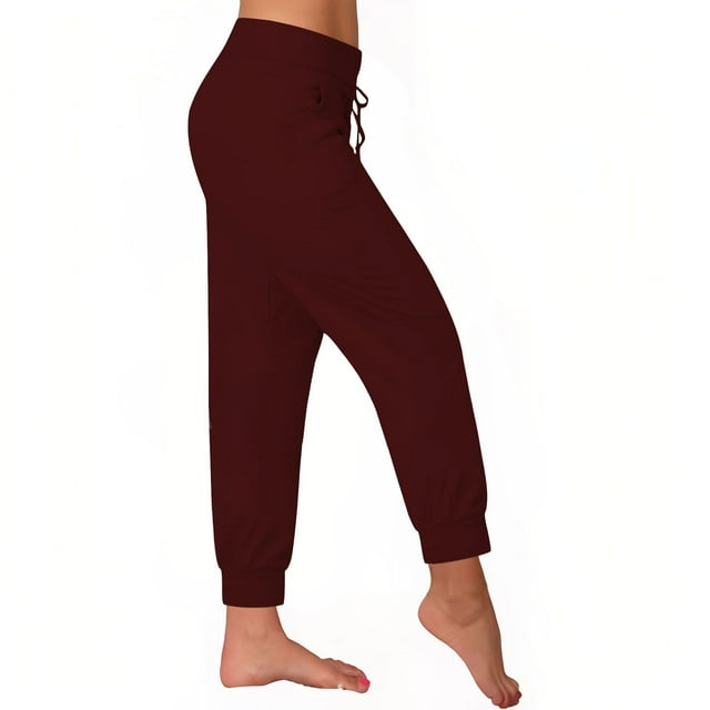 Diufon Plus Size Capris Pants for Women Solid Color Legging Pants High ...