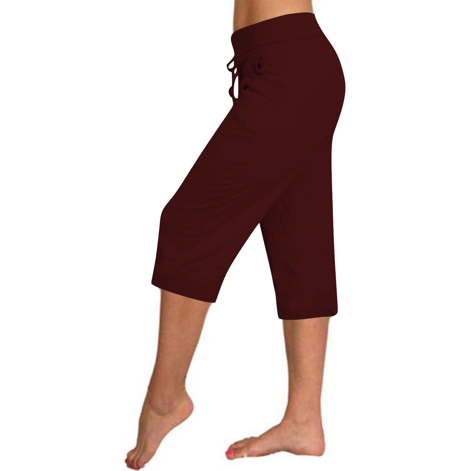 Diufon Plus Size Capris Pants for Women Solid Color Legging Pants High ...