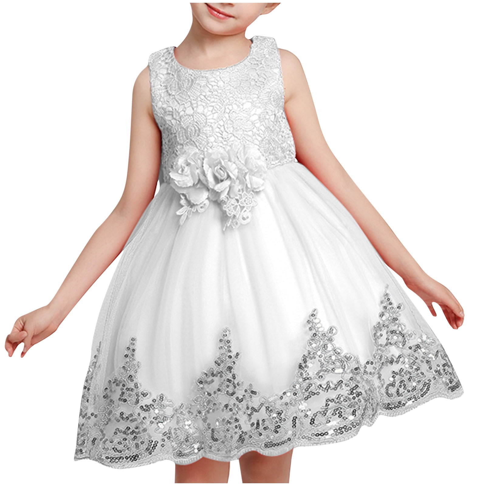 Diufon Toddler Baby Girls Sequin Dress Embroidery Mesh Sleeveless ...