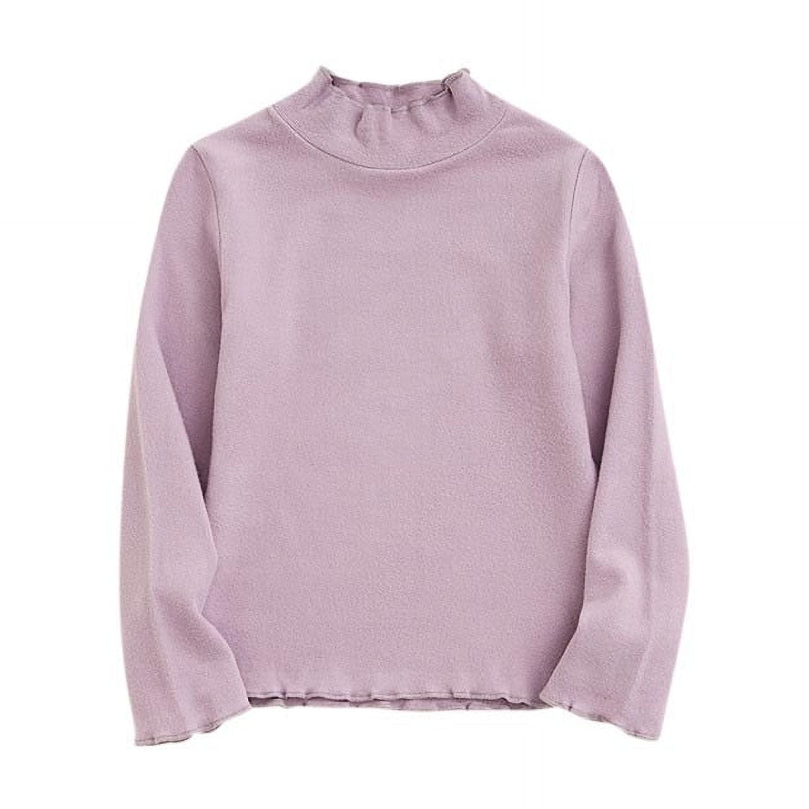 Diufon Toddler Baby Long Sleeve Tops High Neck Ruffled Hem Basic Bottom ...