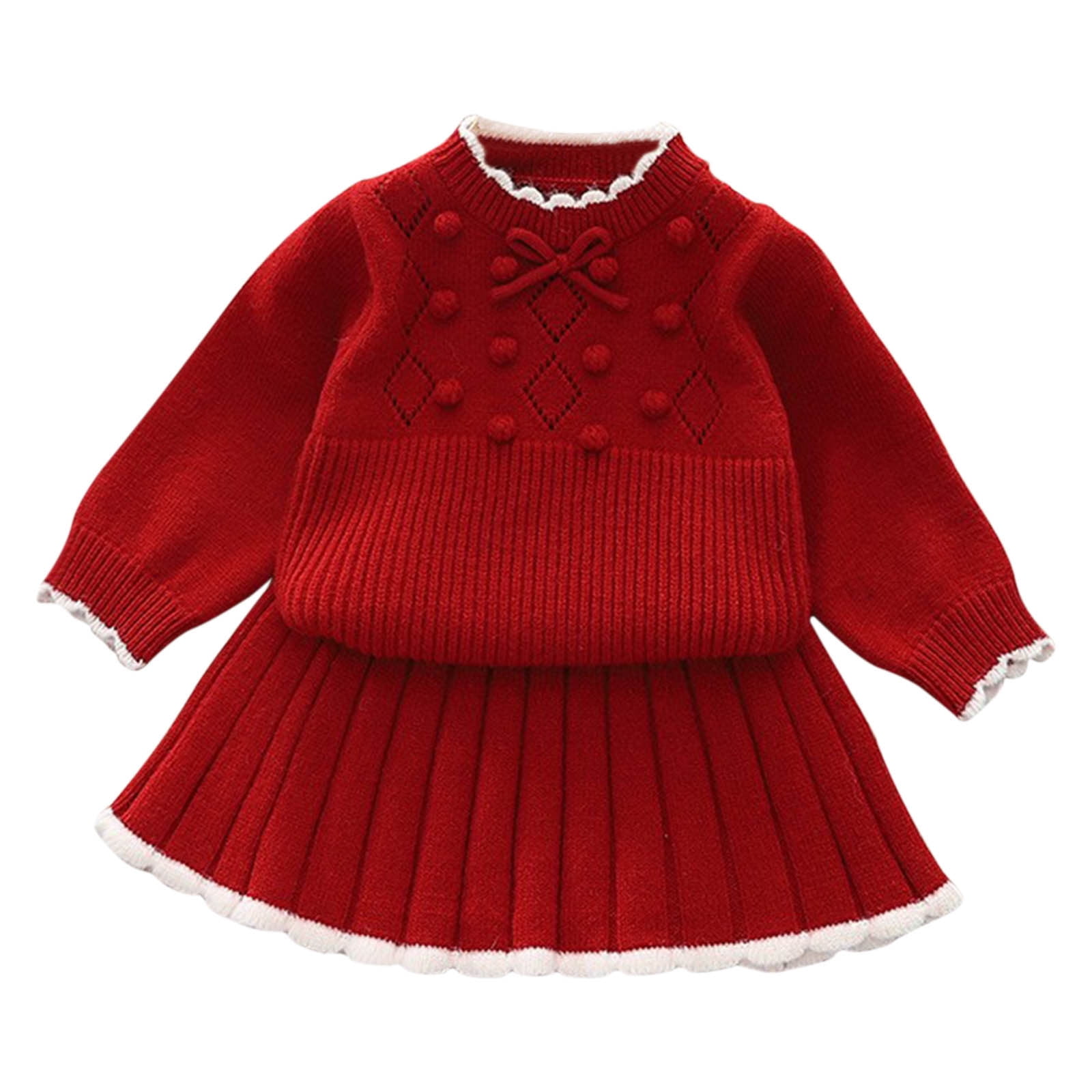 Diufon Toddler Girls Skirt Outfits Fall Winter Knit Cotton Long Sleeve ...