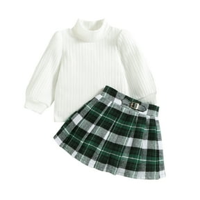 Toddler Girl Fall Winter Outfit Skirt Set Turtleneck Cotton Pullover ...