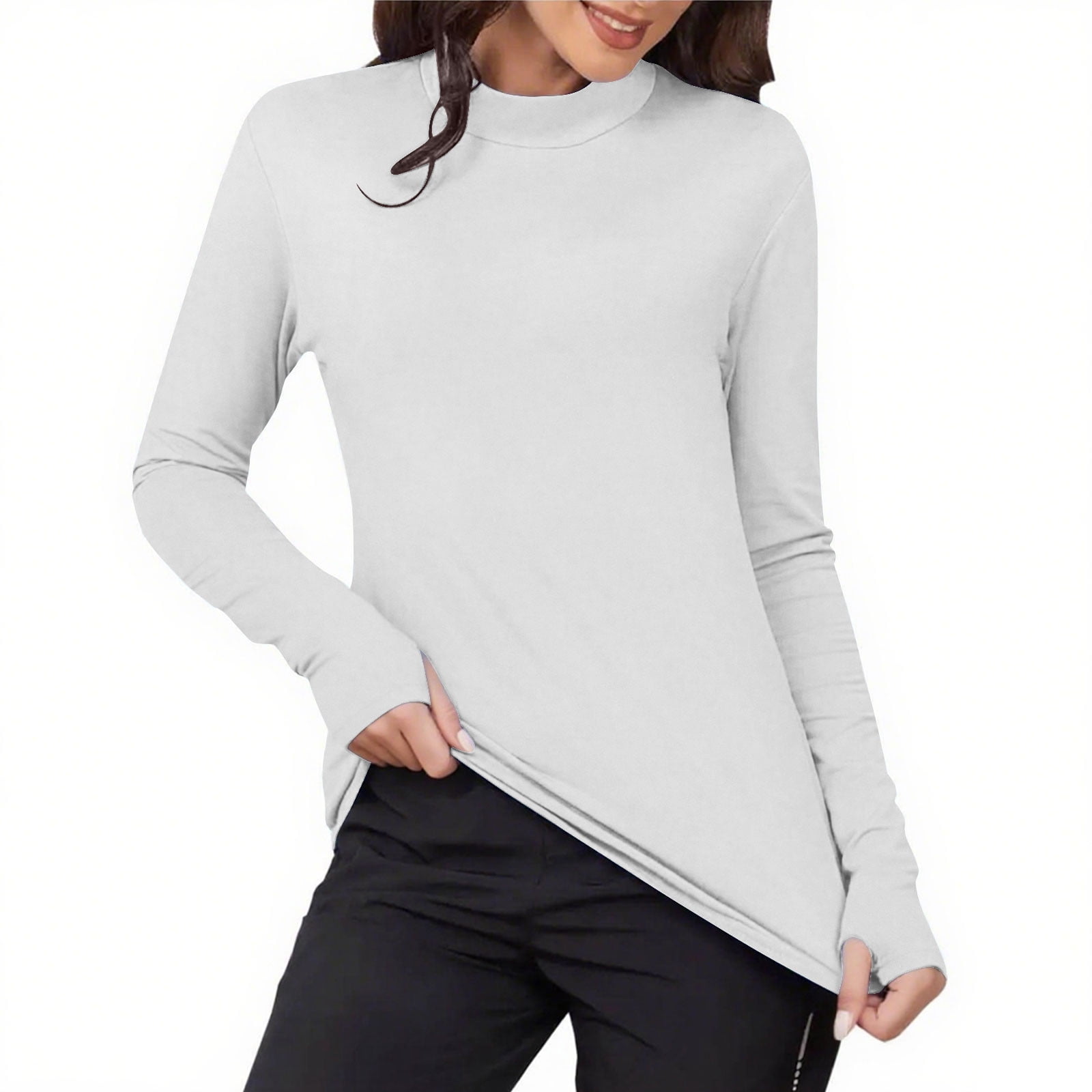 Diufon Turtleneck Tops for Women Long Sleeve Slim Basic Bottom Shirts Fall Winter Thermal ...