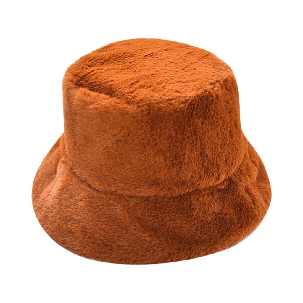 Diufon Winter Plush Bucket Hat for Women Thickened Warm Brim Hats Cute ...