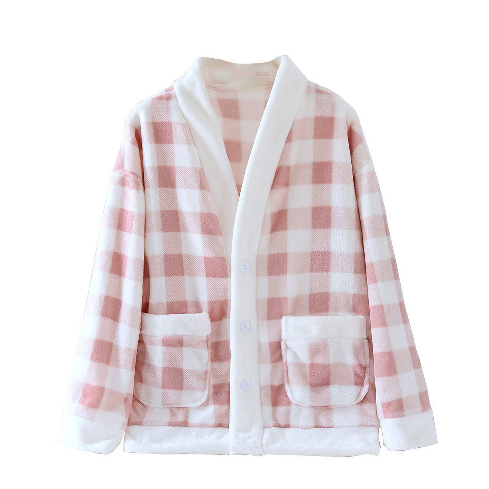 Diufon Women's Fleece Bed Jacket Fall Winter Long Sleeve Thickened Warm ...