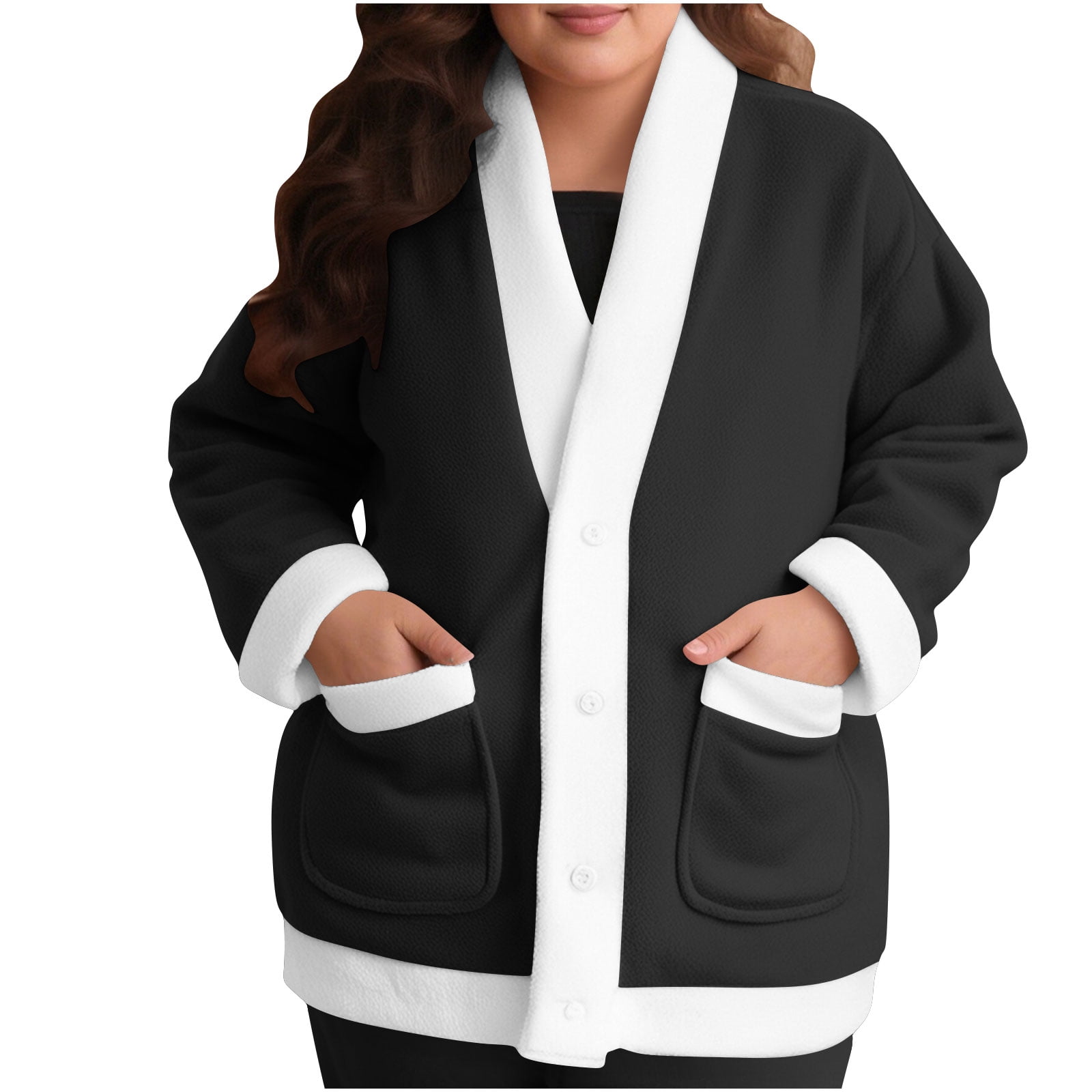 Diufon Women's Fleece Bed Jacket Fall Winter Long Sleeve Thickened Warm ...