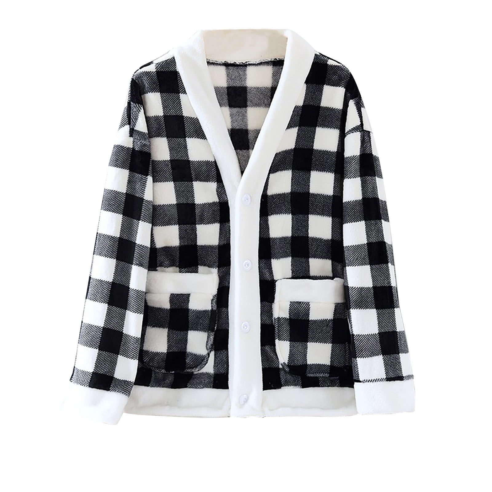 Diufon Women's Fleece Bed Jacket Fall Winter Long Sleeve Thickened Warm ...