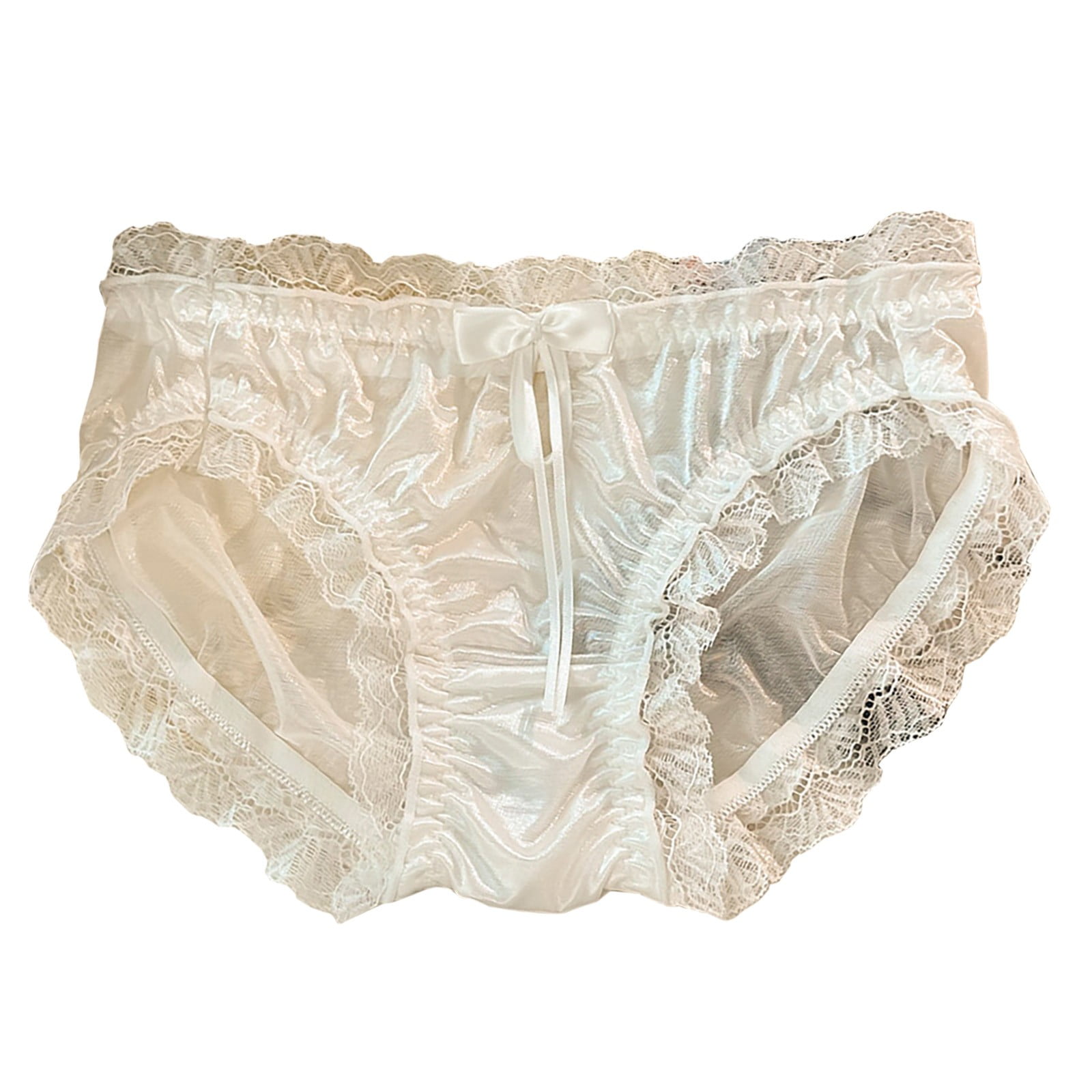 Diufon Women's Lace Underwear Satin Patchwork Briefs No Show Mid Rise ...