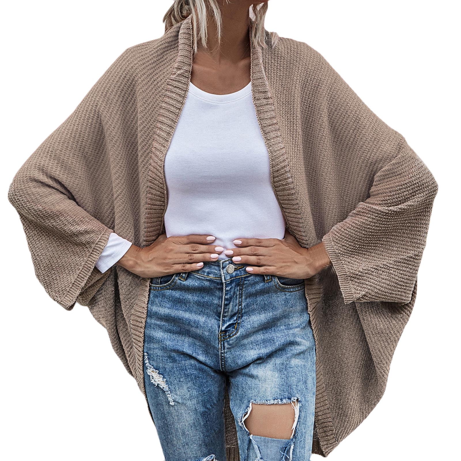Diufon Women's Oversized Cardigan Sweaters 2023 Fall Solid Color Puff ...