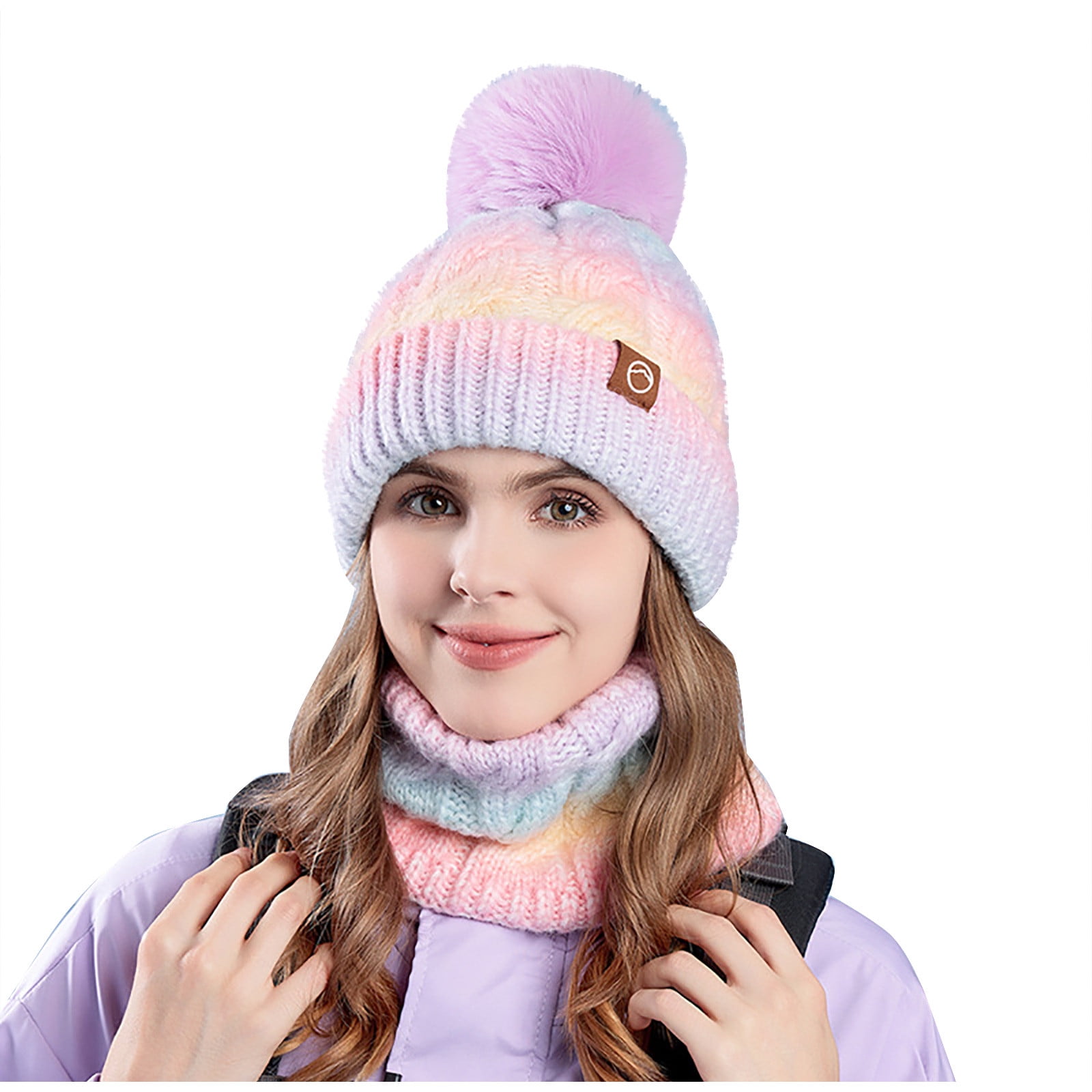 Diufon Women's Plush Warm Hat Ladies Winter Windproof Striped Knitted ...