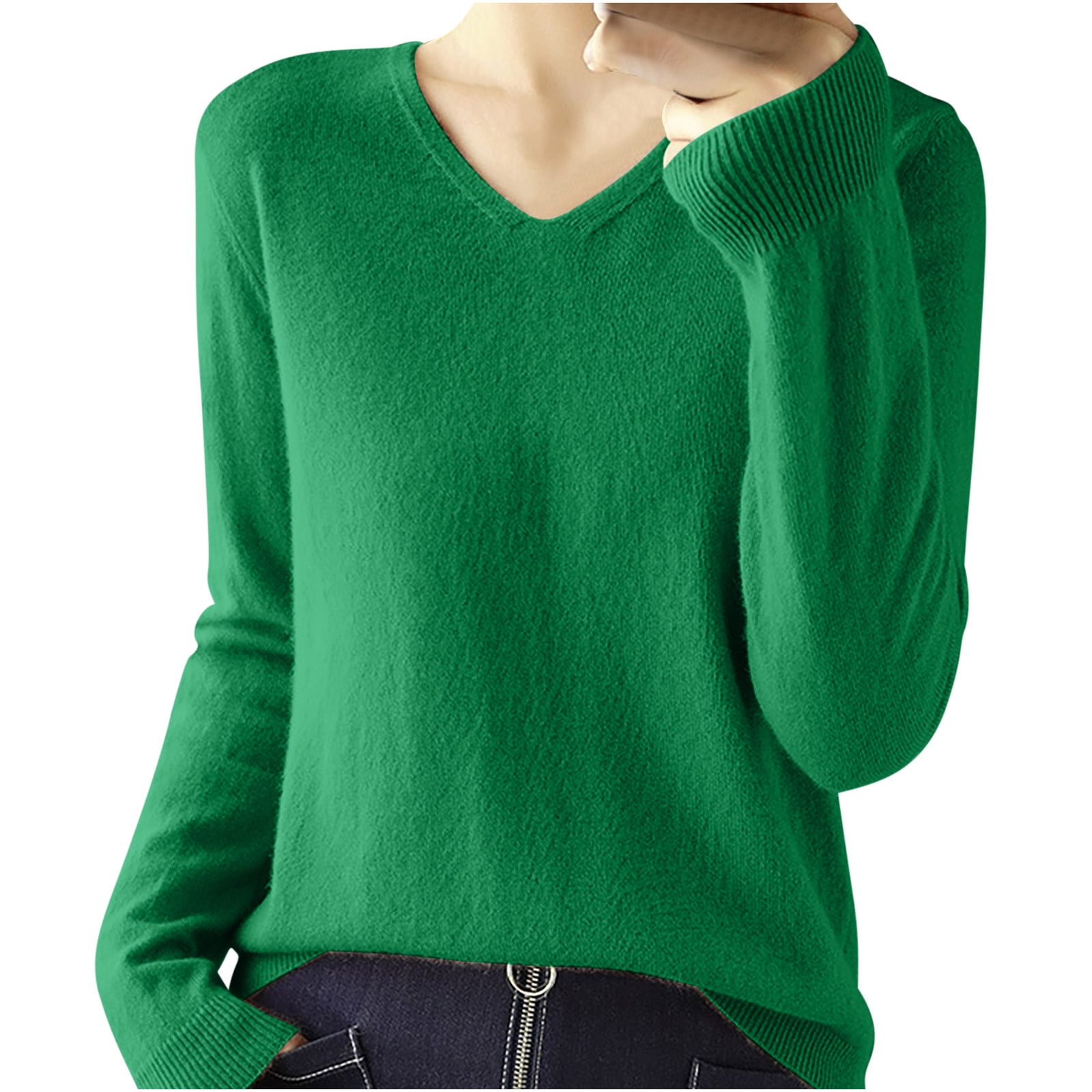 Diufon Women's Sweaters Fall Winter Warm Long Sleeve V Neck Knitwear ...