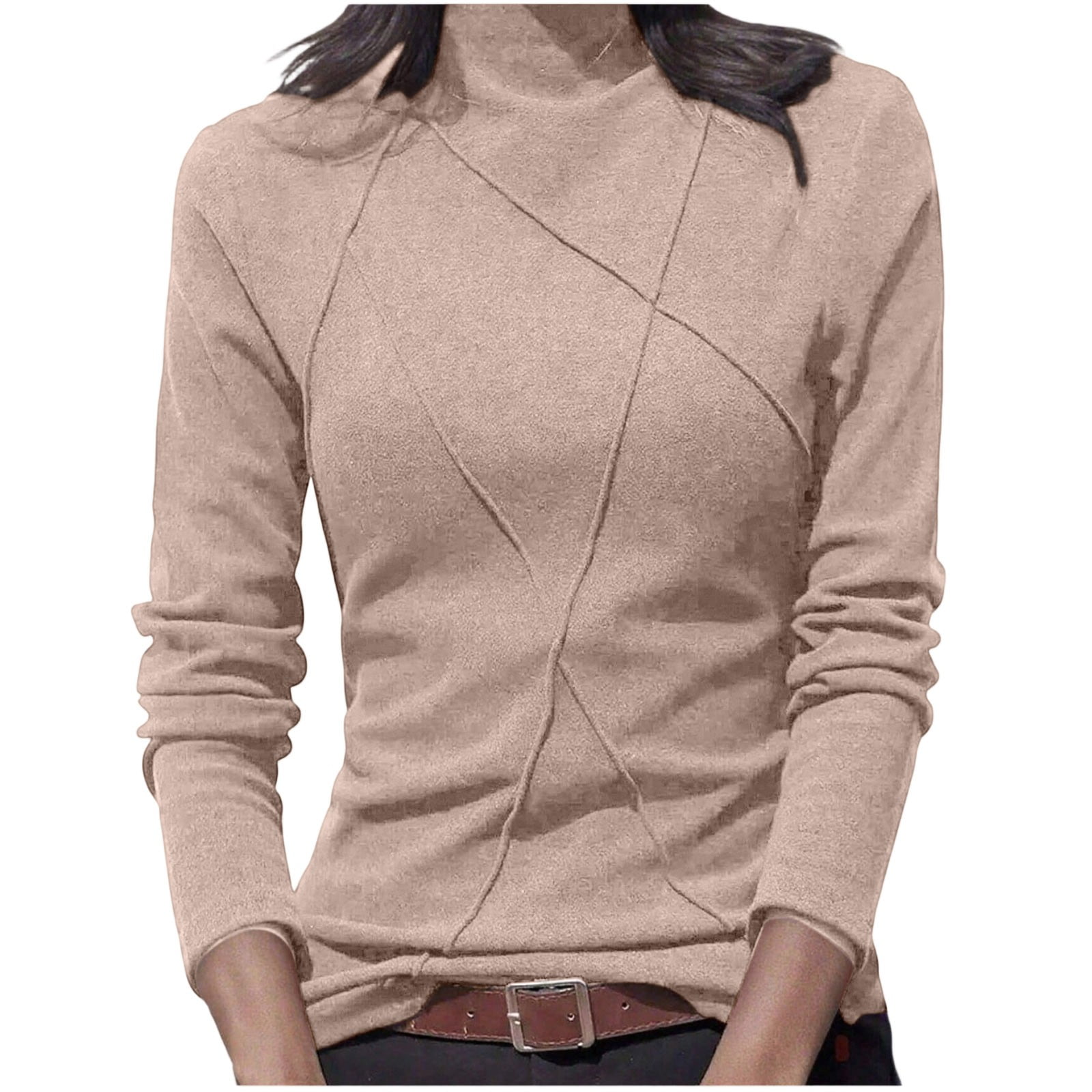 Diufon Women's Turtleneck Tops Long Sleeve Thermal Tunic Tops Solid ...