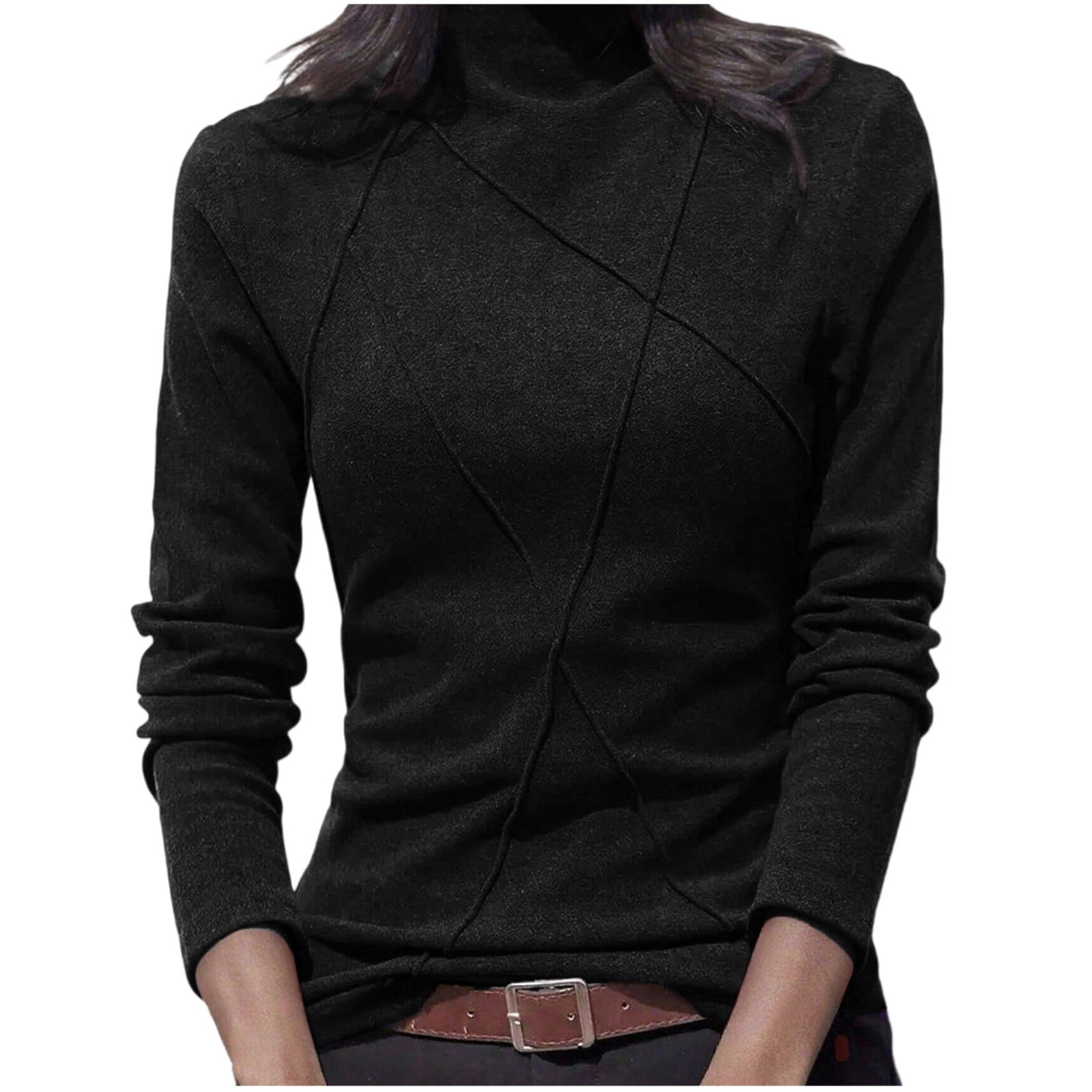 Diufon Women's Turtleneck Tops Long Sleeve Thermal Tunic Tops Solid ...