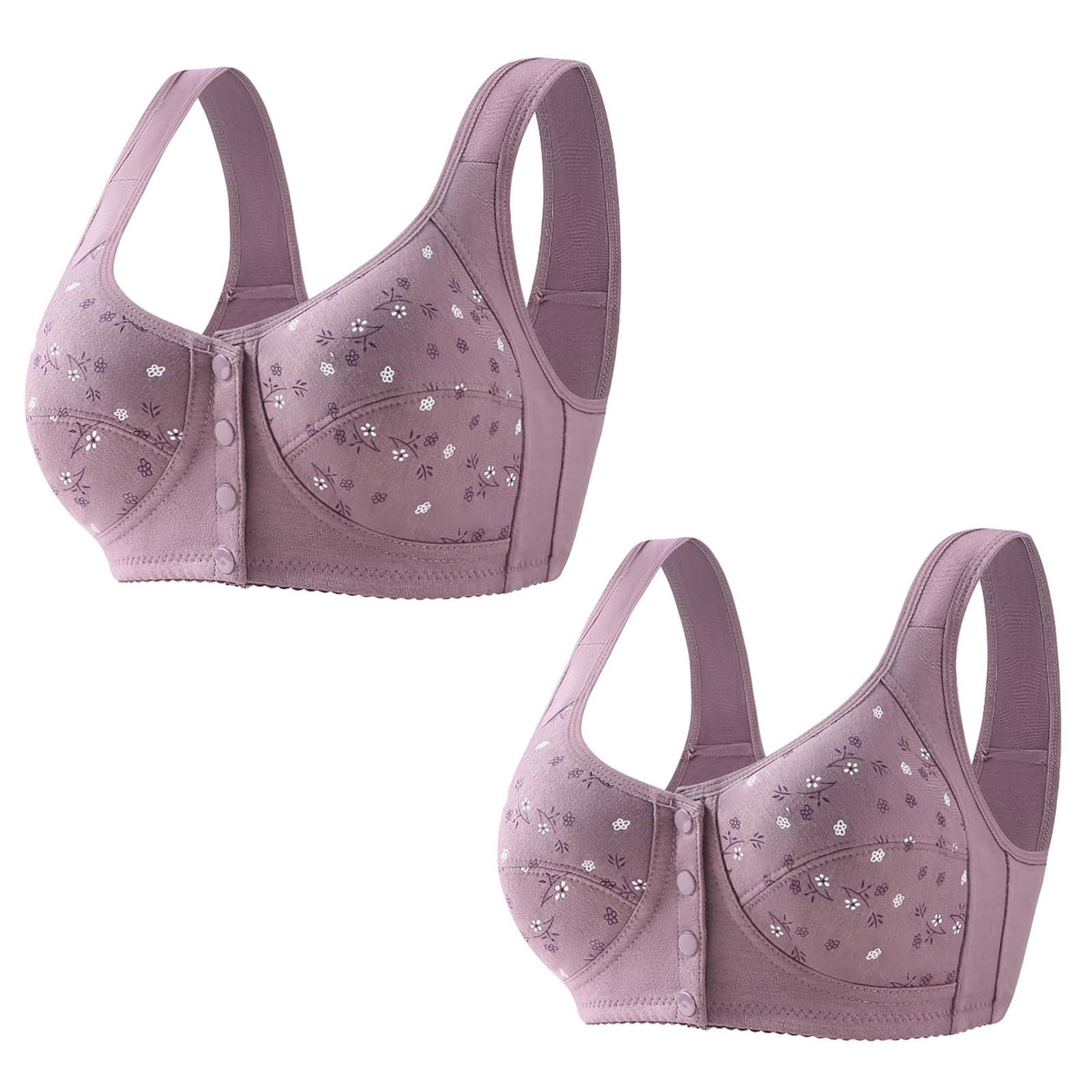 Diufon Womens 2pc Snap Front Bras Floral Printed Full Coverage Bras ...