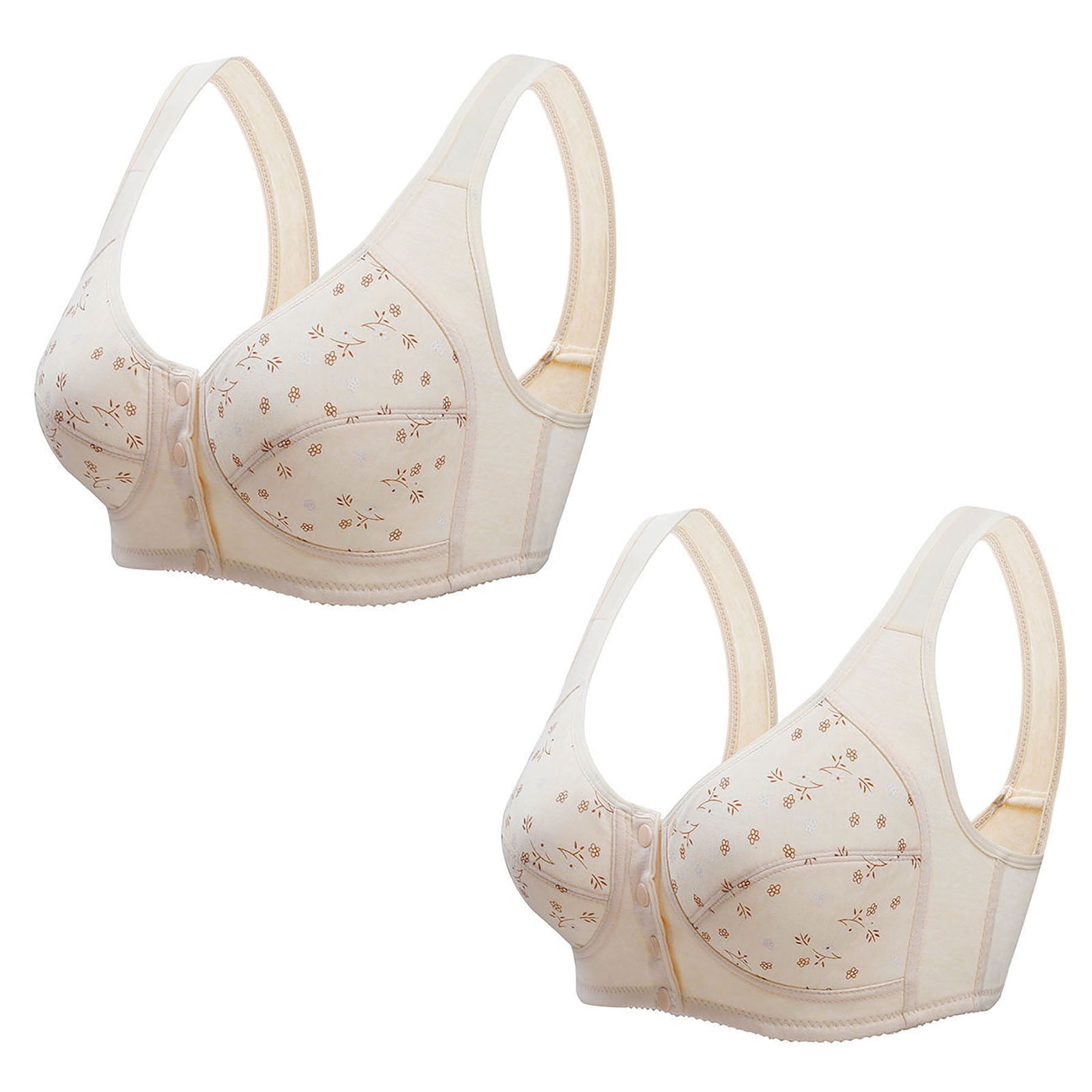 Diufon Womens 2pc Snap Front Bras Floral Printed Full Coverage Bras ...