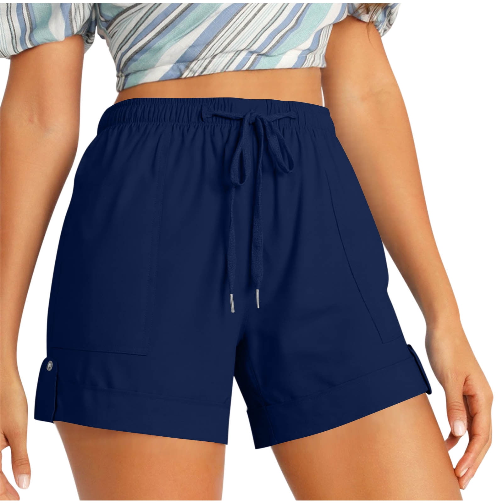 Diufon Womens Dressy Shorts Plus Size Summer Casual Elastic Waist ...