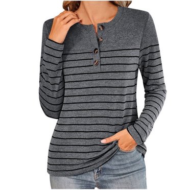 Fantaslook Blouses for Women Long Sleeve Crew Neck Tunic Tops Buttons Side Fall Shirts - Walmart.com