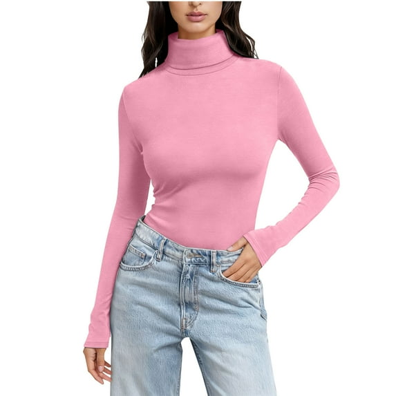 Diufon Womens Mock Turtleneck Tops Long Sleeve Thermal Basic Shirts ...