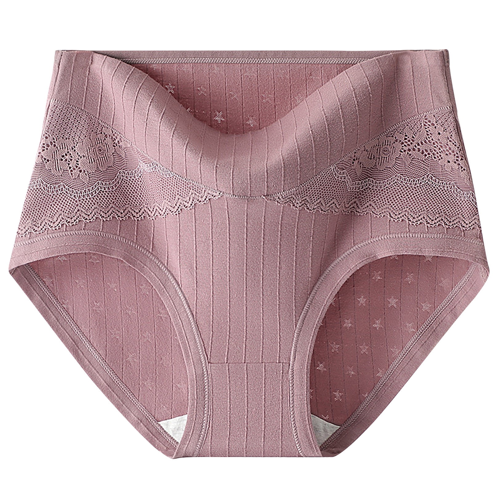 Diufon Womens Plus Size Lace Underwear High Waisted Briefs Solid Color ...