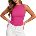 Diufon Womens Sleeveless Tops Summer Boat Neck Ruched Side Tank Tops ...